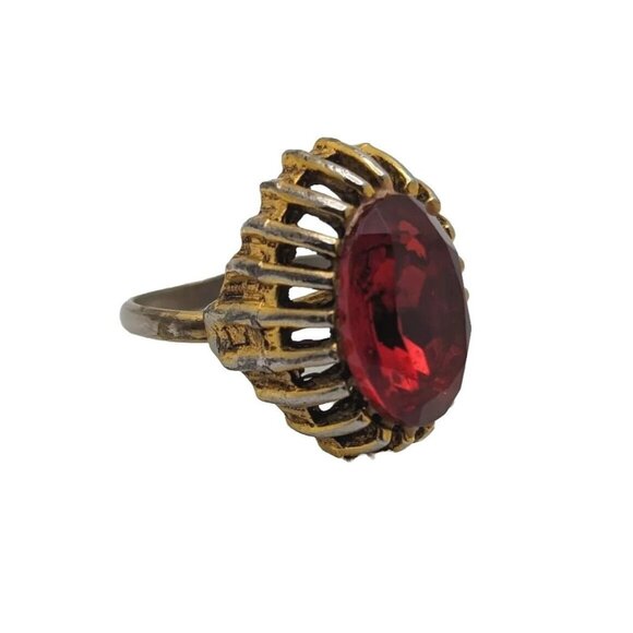 Antique | Jewelry | Vintage Gold Ruby Red Adjustable Ring Costume ...